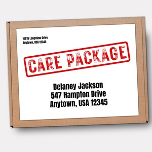 Editable Care Package Label, Mailing Label Printable Camp Care Package ...