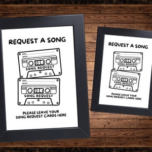 Song Request Cards & Signs, Karaoke Band DJ Printable Song Request Tags ...