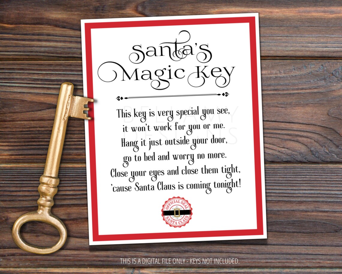 Printable Santa's Magic Key Poem Tag, Santa Key Tag, Party Gift Favor ...