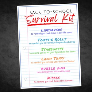 Religious Back-to-school Survival Kit Gift Tags, Meet the Teacher ...