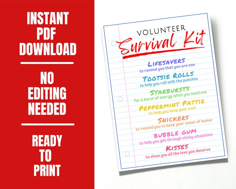 Volunteer Survival Kit Gift Tags Volunteer Appreciation and - Etsy