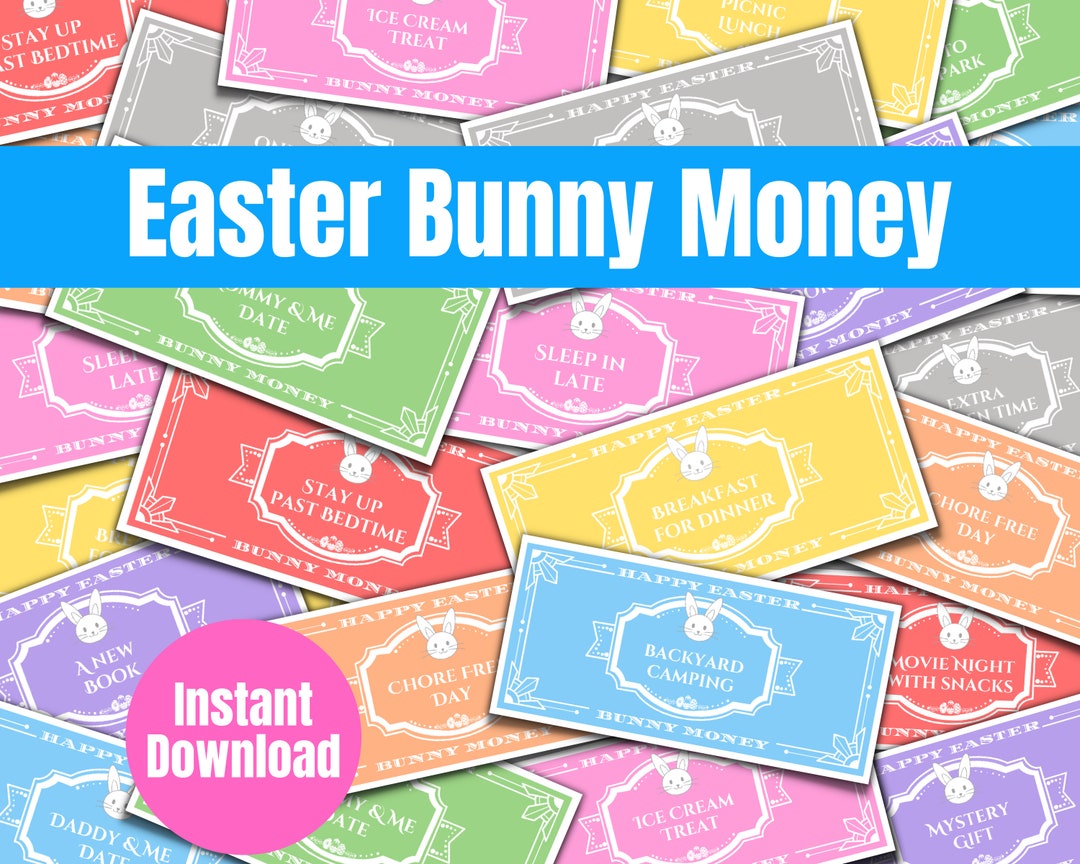 Easter Bunny Money, Bunny Bucks Printable Cards, Easter Coupon Basket ...