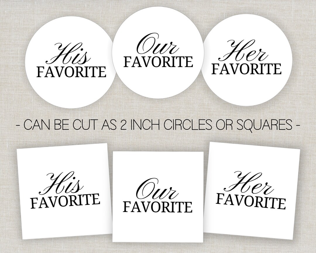 Printable His Her Our Favorite Sticker or Tag DIY Wedding - Etsy