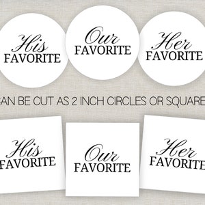 Printable His Her Our Favorite Sticker or Tag DIY Wedding - Etsy