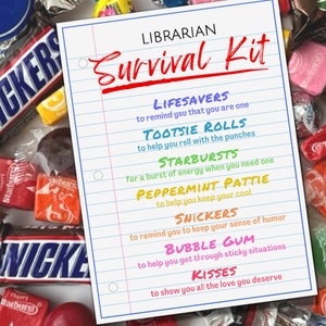 Librarian Survival Kit Gift Tags, Librarian Appreciation and Thank You ...