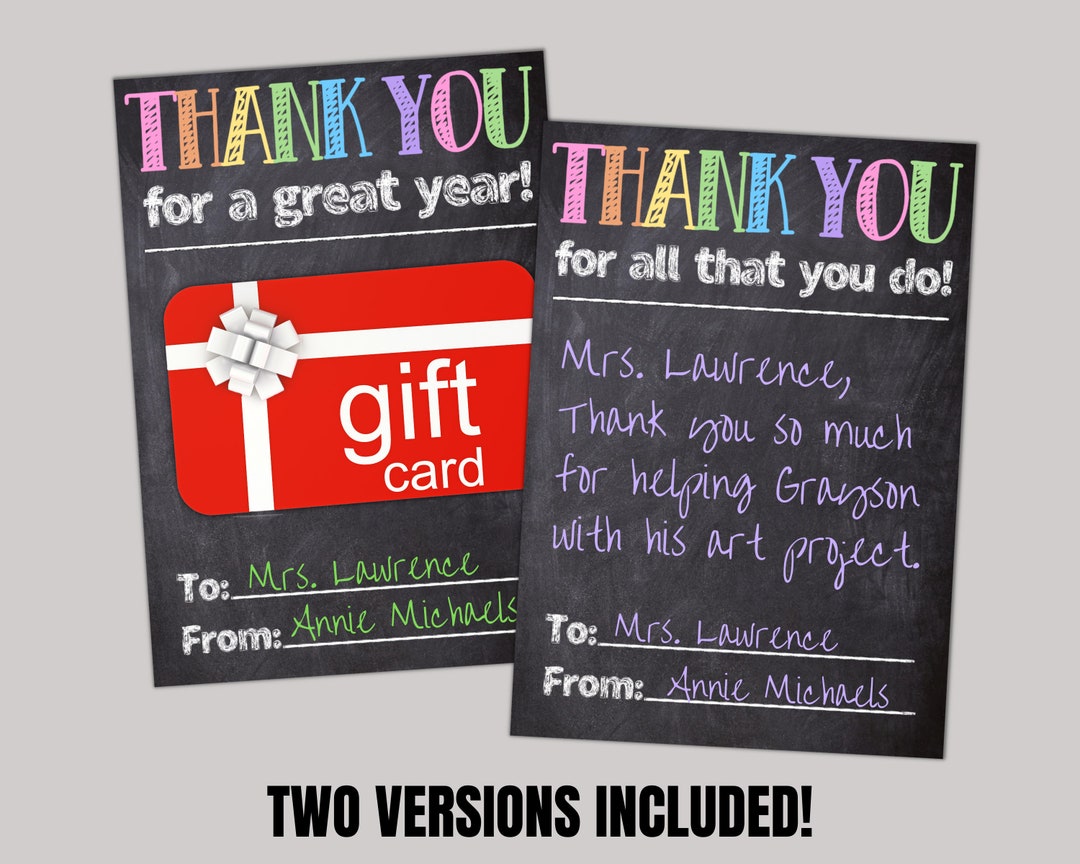 End of Year Teacher Thank You, Printable Thanks End of School ...