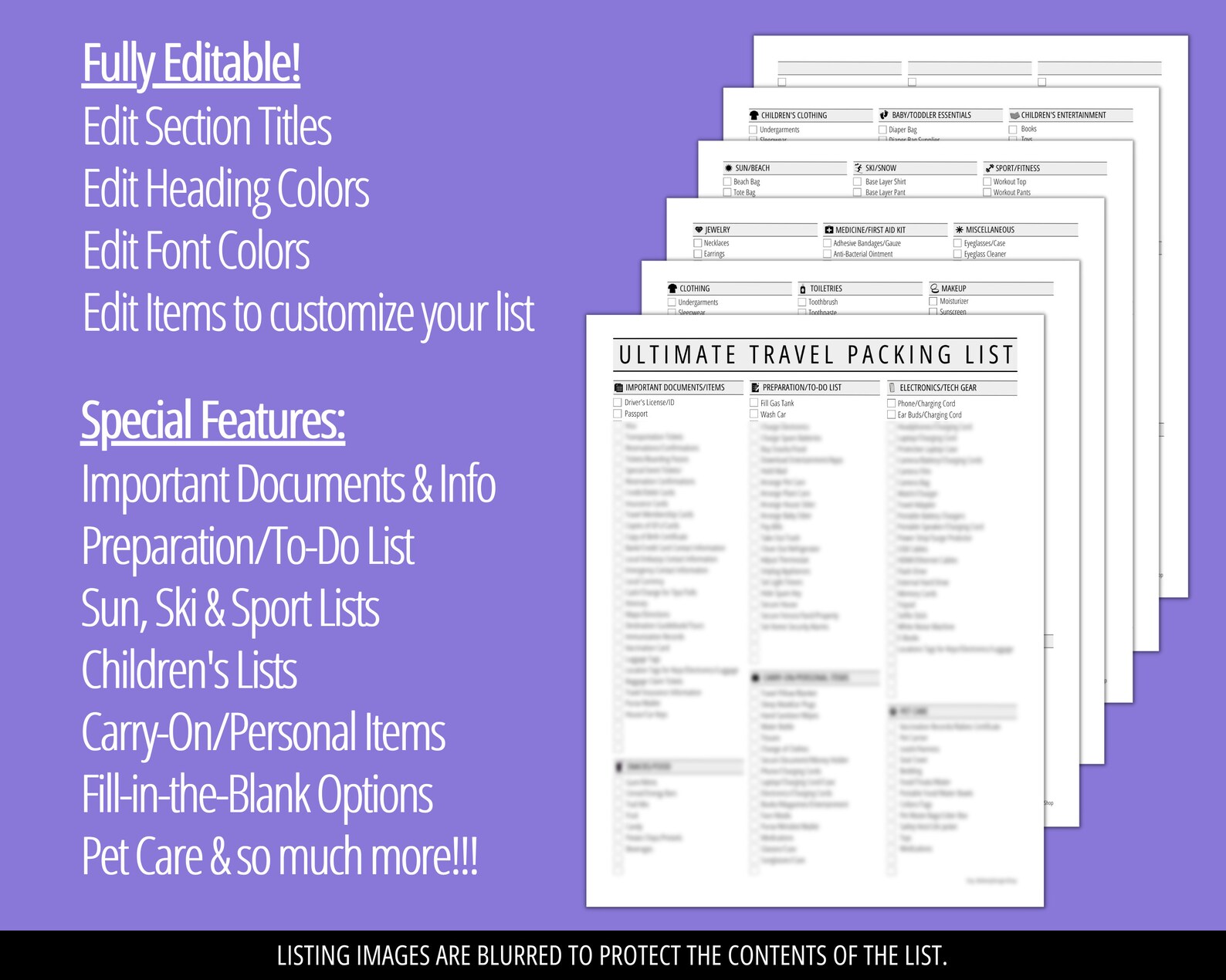 Ultimate Travel Packing List, Printable Packing Planner List Planner ...