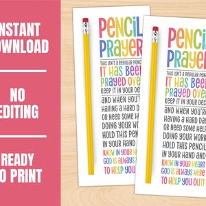 Christian Pencil Prayer Card Printable for Students, Back to School or ...