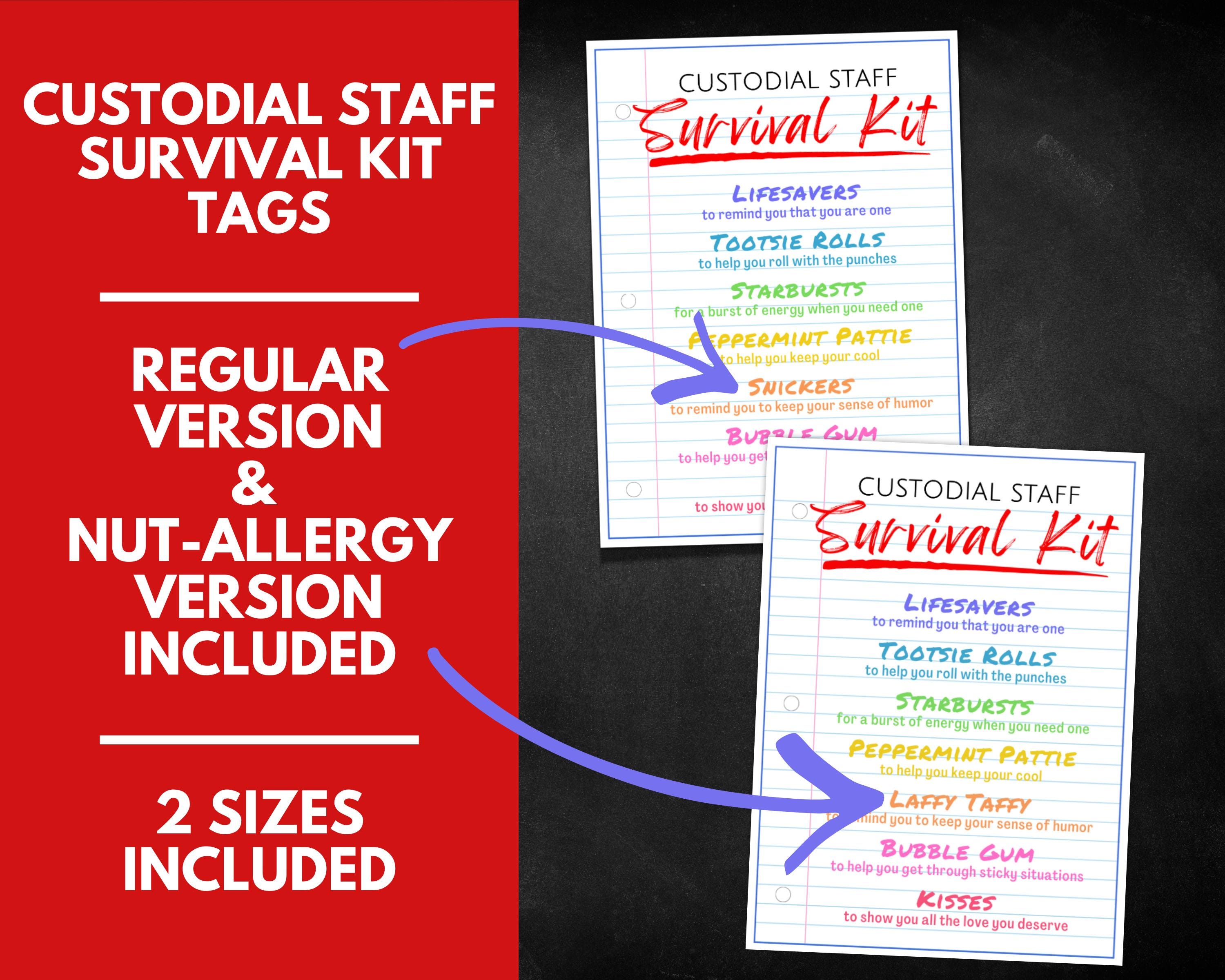 Custodial Staff Survival Kit Gift Tags, School Custodian or Janitorial ...