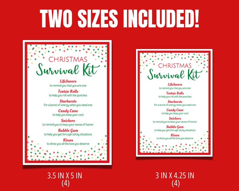 Christmas Survival Kit Gift Tag Printable Stocking Stuffer - Etsy