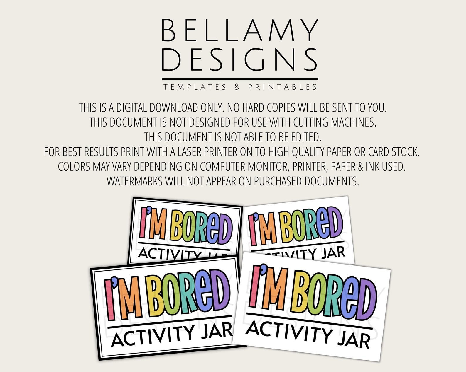 I'm Bored Jar Printable, Kids Boredom Busters for Summer Vacation, I Am ...