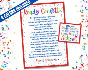 Ready Confetti Printable First Day of School Tag Back to - Etsy