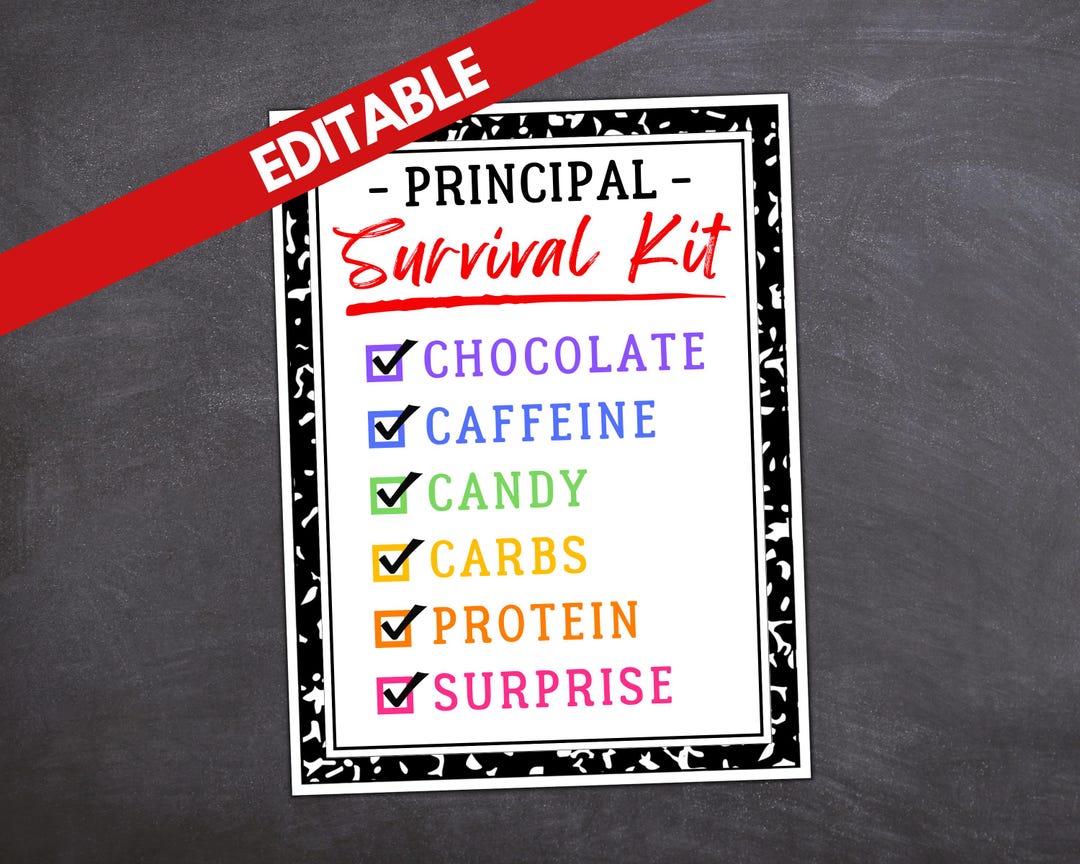 Principal Survival Kit Gift Tag Appreciation Care Package Treat Bag ...