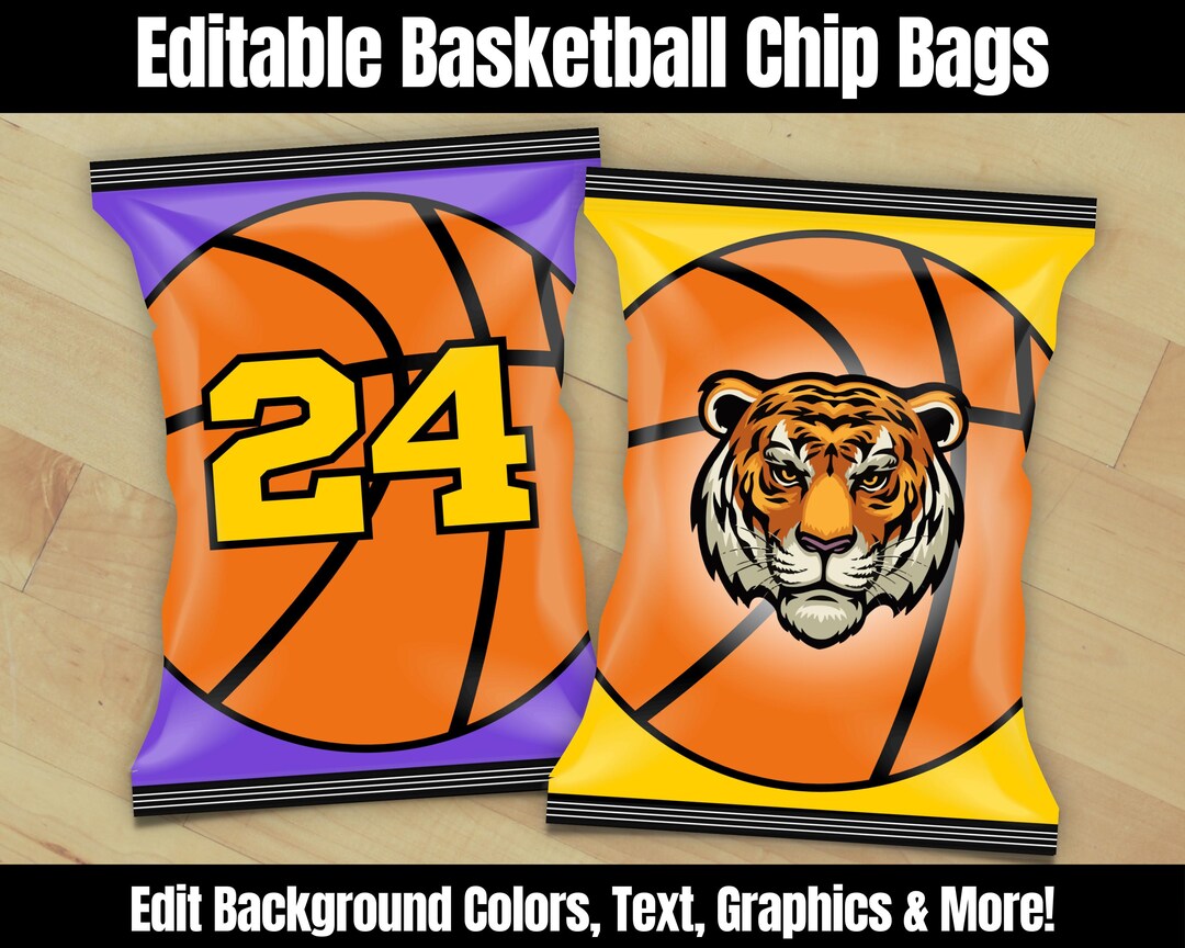 Editable Basketball Chip Bag Printable, Goodie Bag Party Favors for ...