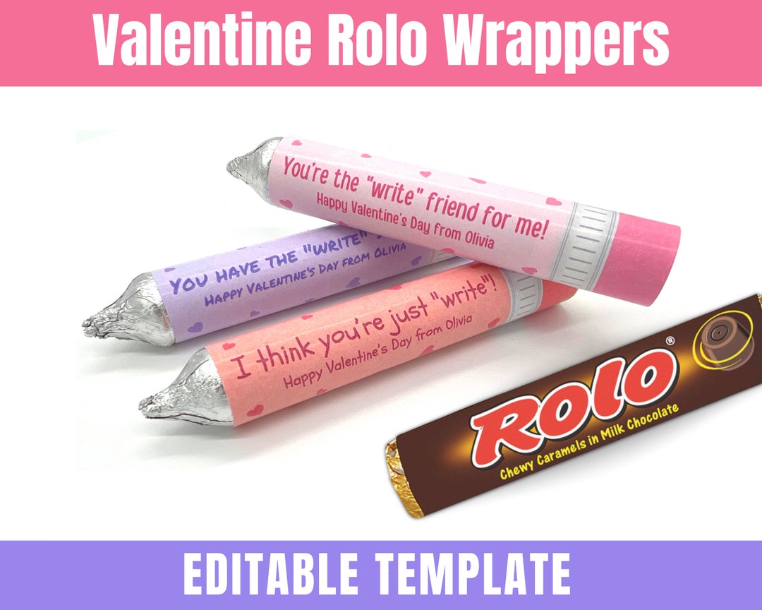 Rolo Pencil Wrapper Printable Valentine Candy Wrapper, Rolo Wrapper DIY ...