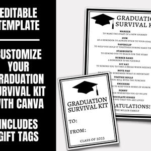 Editable Graduation Survival Kit Gift Tags, Graduation Party Favors ...