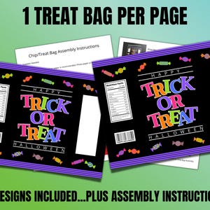 Halloween Chip Bag Wrapper, Trick or Treat Goodie Bag Party Favors ...
