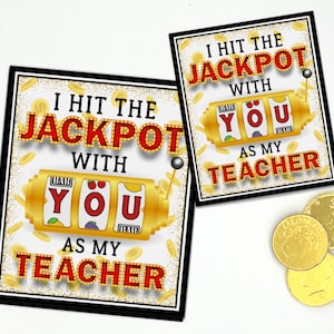Teacher Appreciation Gift Tags, Jackpot Lottery Tag, Hit the Jackpot ...