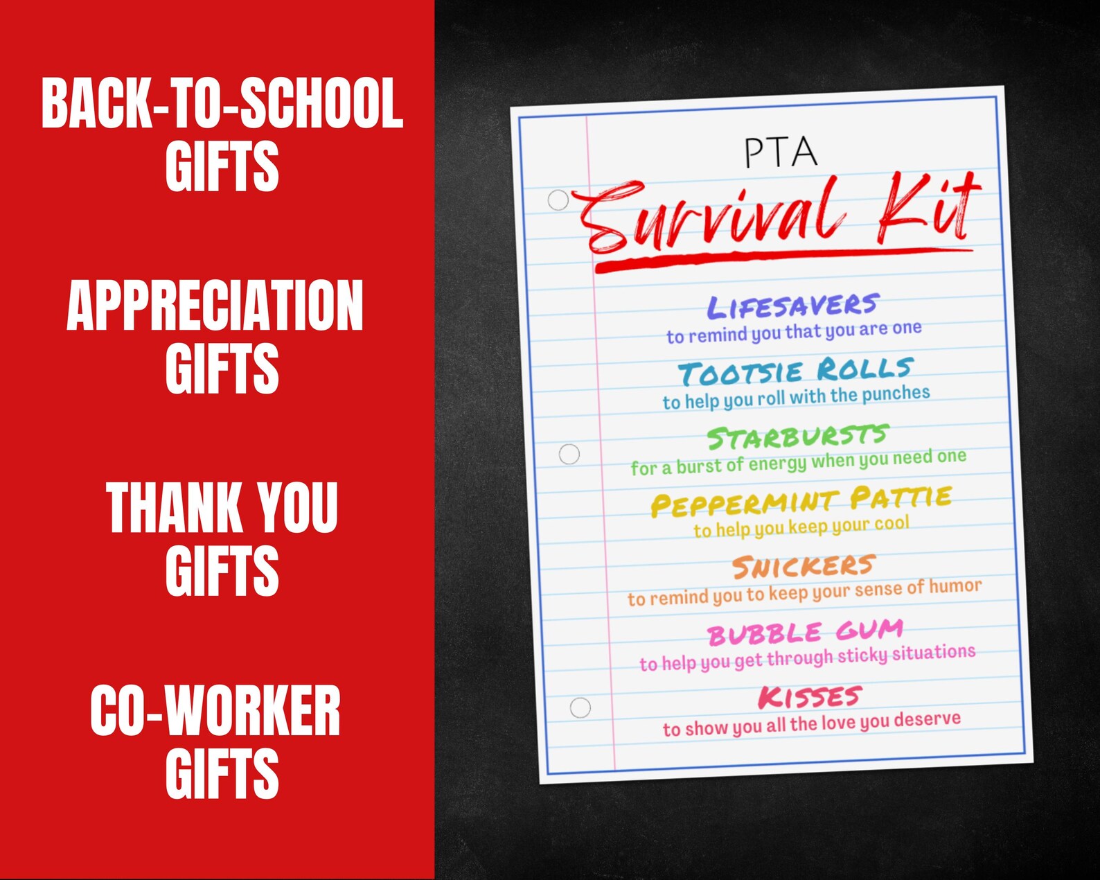 PTA Parent Teacher Association Survival Kit Gift Tags, PTA Appreciation ...