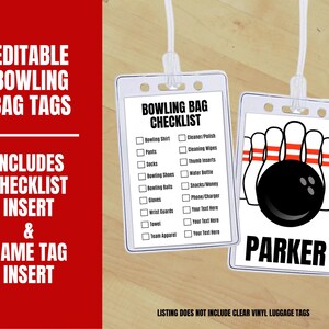 Editable Bowling Bag Tag Insert, Custom Bowling Equipment Gear ...