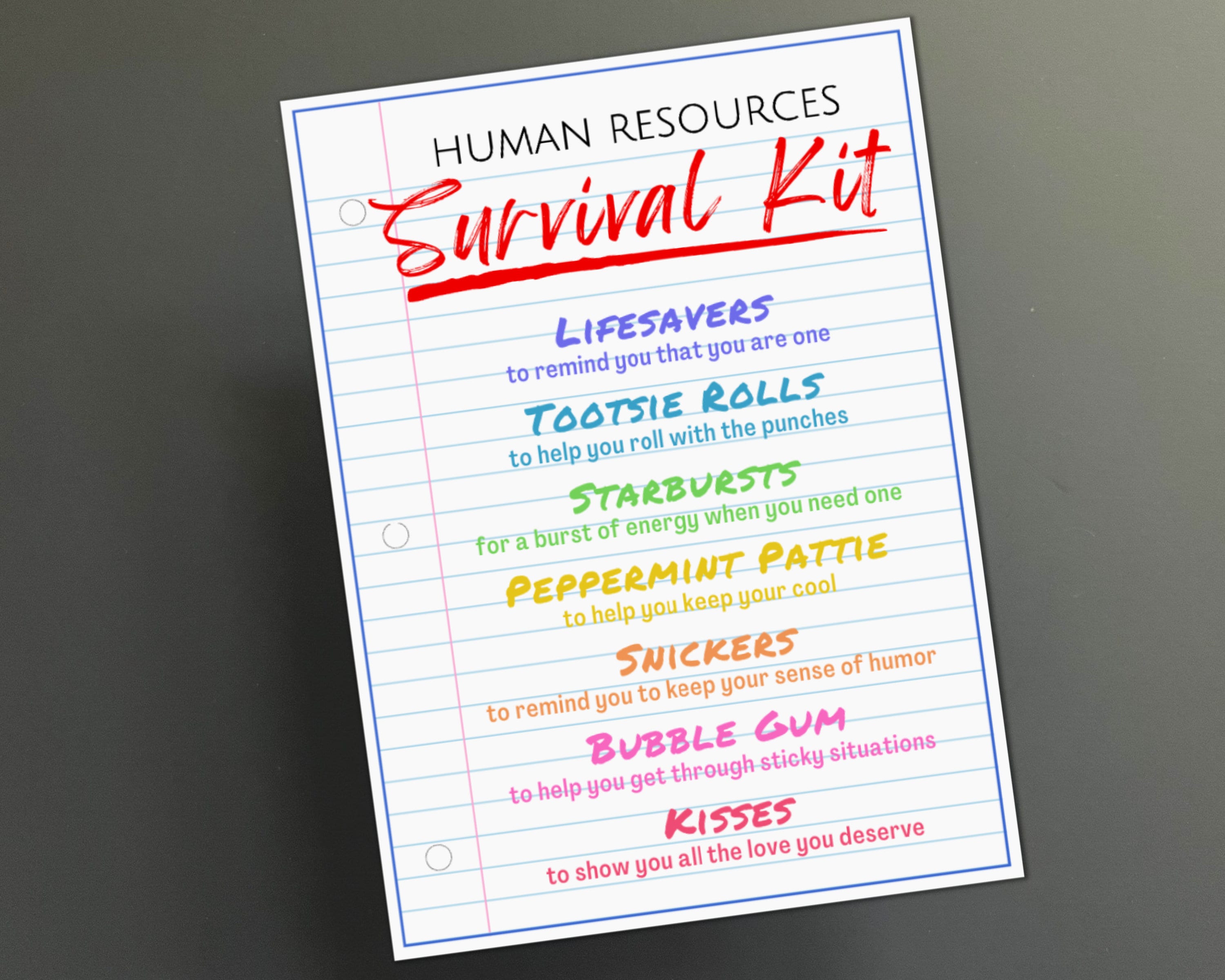 Human Resources Survival Kit Gift Tags HR Appreciation Thank - Etsy
