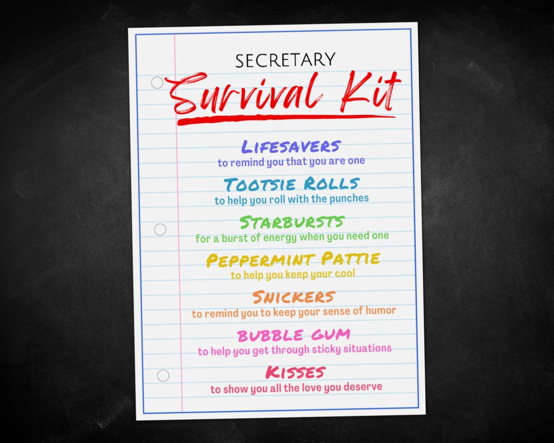 Secretary Survival Kit Gift Tags, Administrative Professionals Day ...