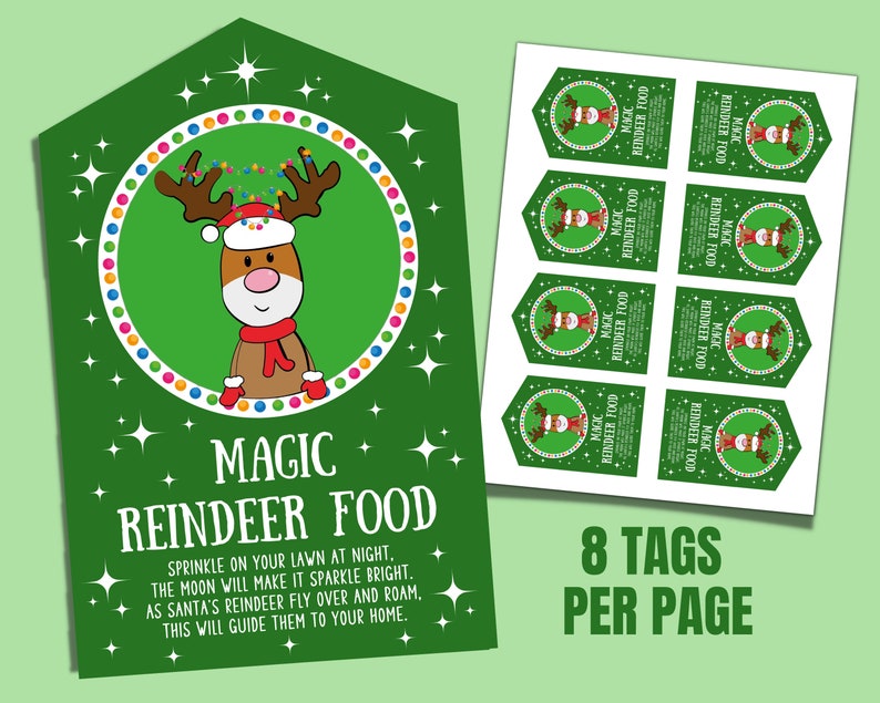 Green Magic Reindeer Food Poem Tag Christmas Eve Box Idea - Etsy
