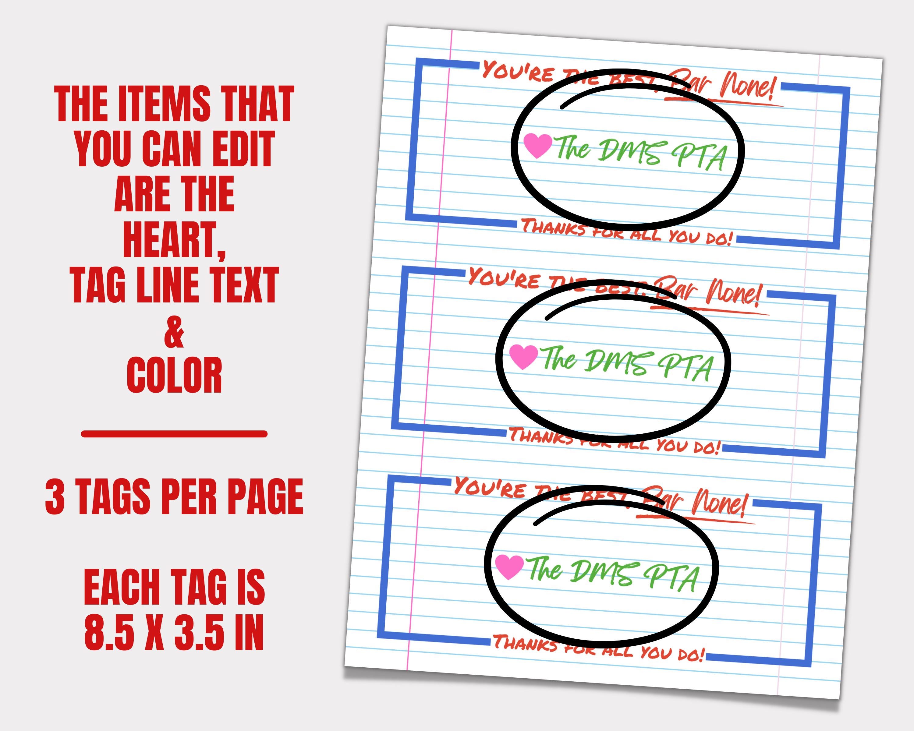 Snack Bar Gift Tags, You're the Best Bar None, Thank You Appreciation ...
