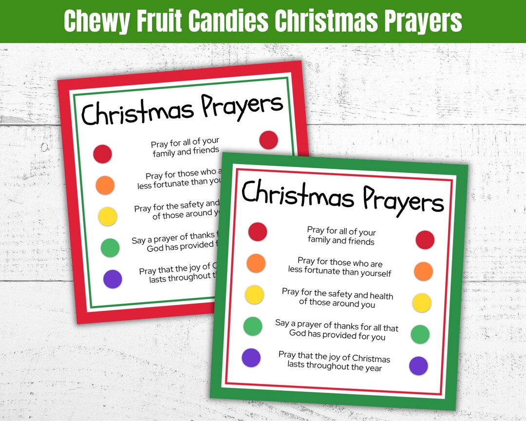 Christmas Prayers Chewy Fruit Candies Game Card, Goodie Bag Tag for ...