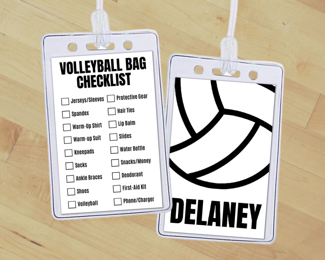 Editable Volleyball Bag Tag Insert, Custom Volleyball Equipment Gear ...