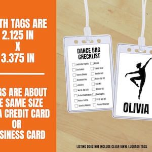 Editable Dance Bag Tag Insert, Custom Dance Equipment Gear Checklist ...