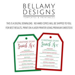 Christmas Story Snack Mix Gift Tags, Stocking Stuffer Treat Card ...