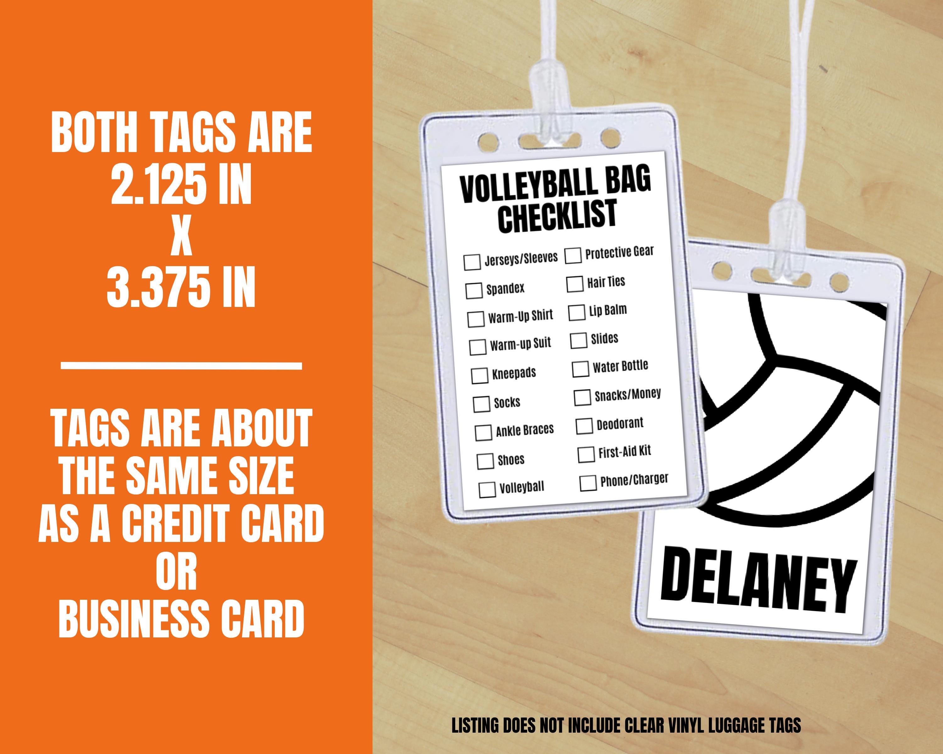 Editable Volleyball Bag Tag Insert, Custom Volleyball Equipment Gear ...