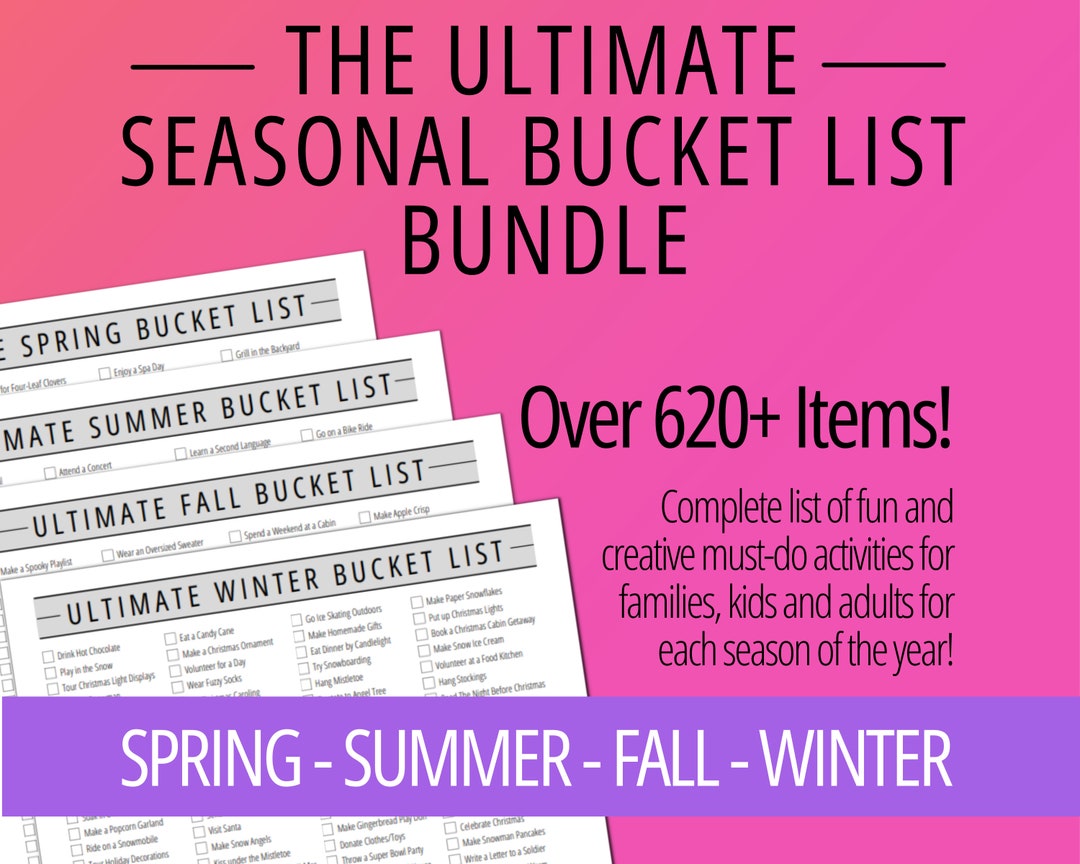 Seasonal Bucket List Bundle, Kids Family Adults Seasonal Activities ...