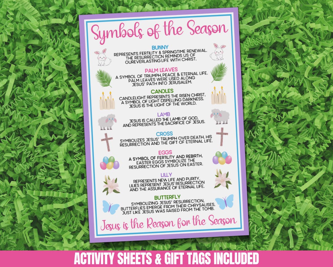 Easter Symbols & Christian Activity Sheet Printable, He is Risen Jesus ...