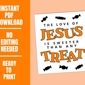 Christian Halloween Treat Tag, Religious Halloween Party Favors, Jesus ...