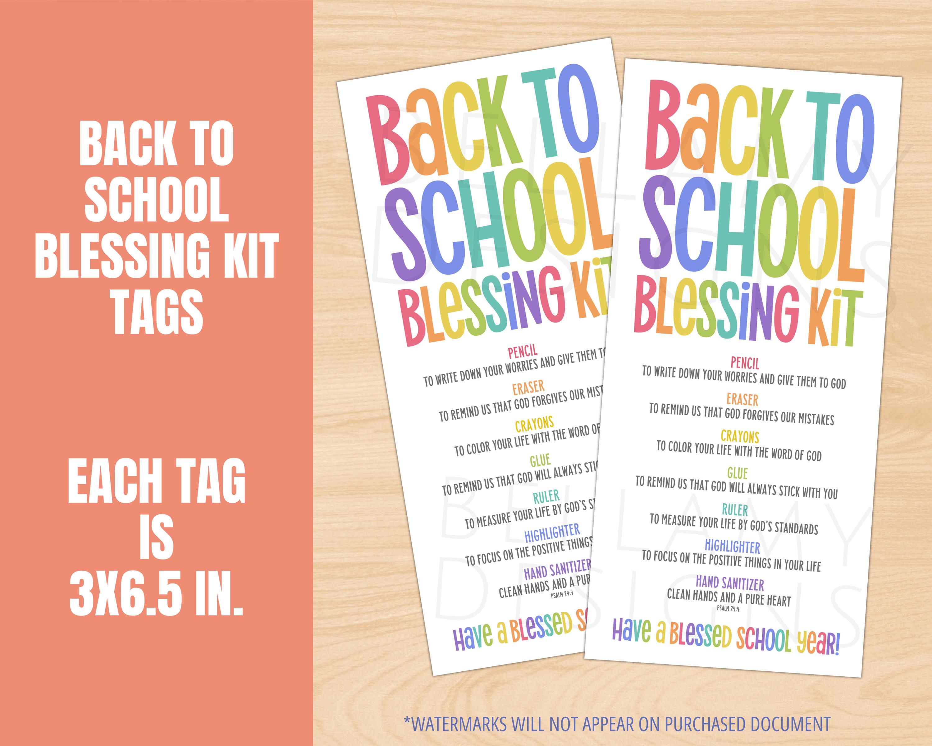 Back to School Blessing Kit Gift Tags, First Day of School Bag Tag for ...