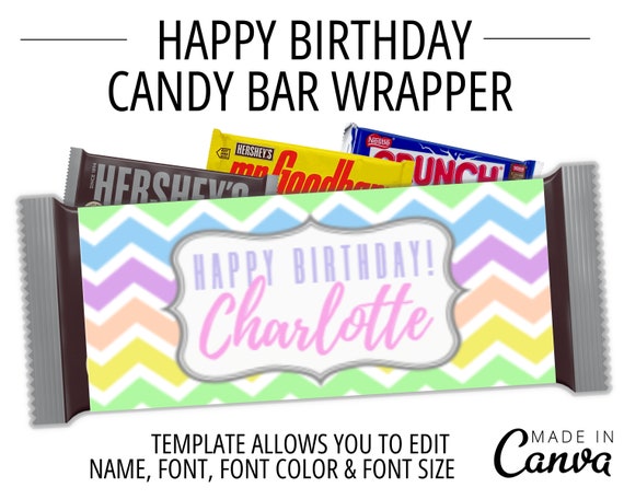 Happy Birthday Candy Bar Wrapper Chocolate Bar Wrapper | Etsy
