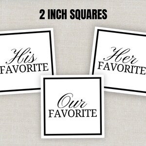 Printable His Her Our Favorite Sticker or Tag, DIY Wedding Favors ...