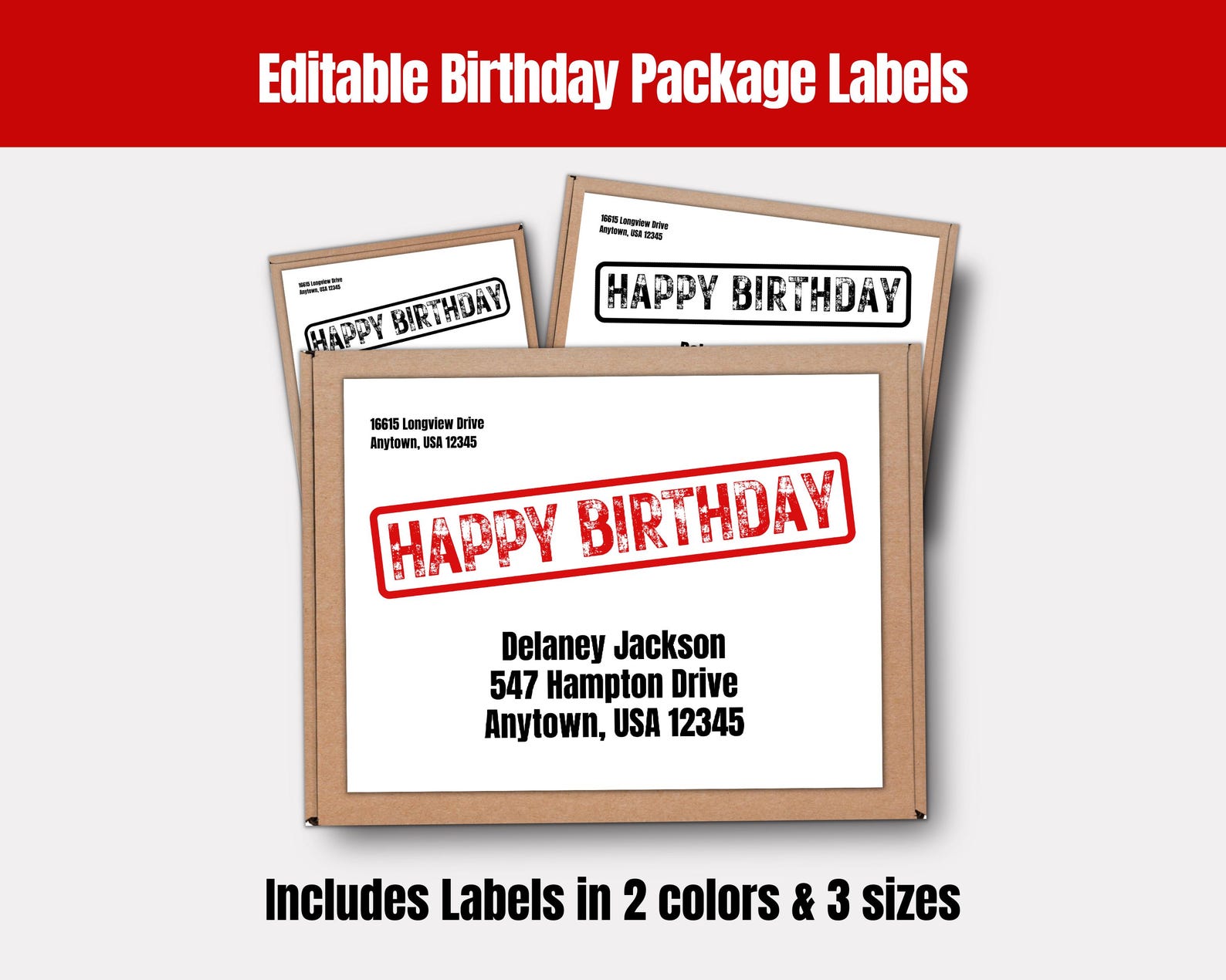 Editable Happy Birthday Care Package Label, Mailing Label Printable ...