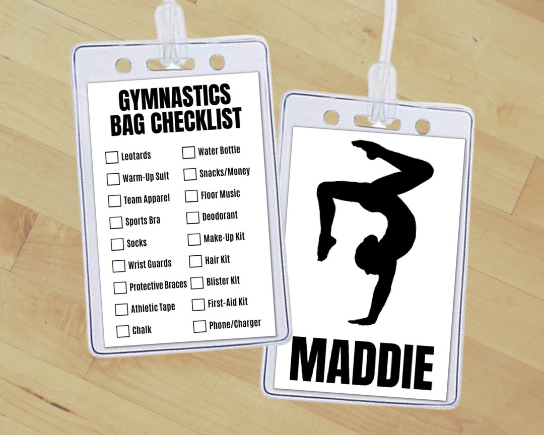 Editable Gymnastics Bag Tag Insert, Custom Gymnastics Equipment Gear ...