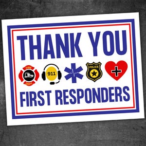 Thank You First Responders Gift Tags, Police Firefighter 911 EMS EMT ...