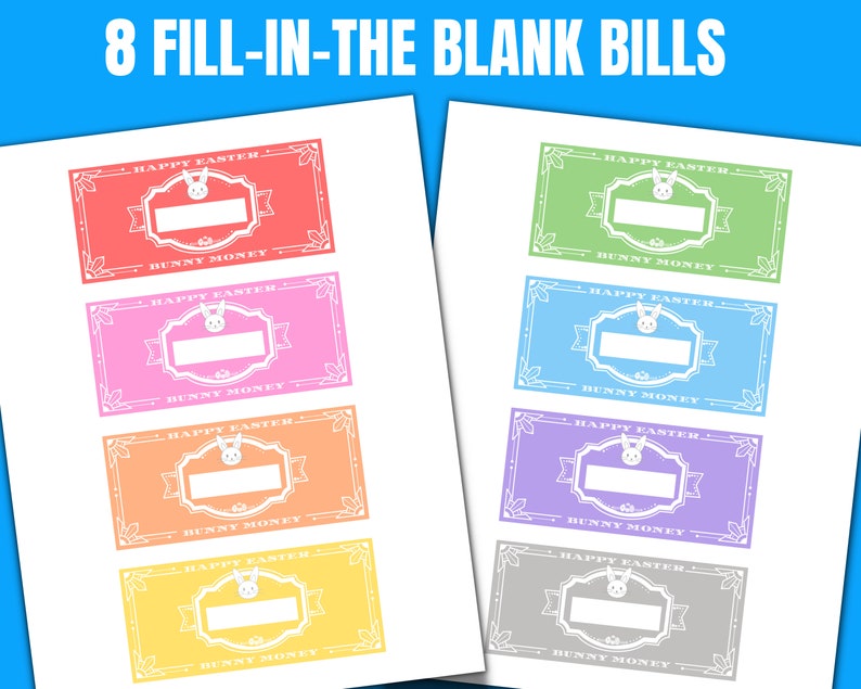 Easter Bunny Money Bunny Bucks Printable Cards Easter Coupon - Etsy