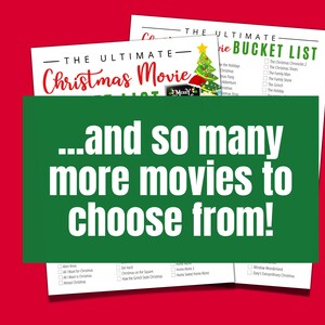 Christmas Movie Bucket List, Family Movie Night Printable, Xmas Movie ...