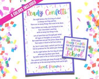 Ready Confetti Night Before School First Day of School Tag Back to ...