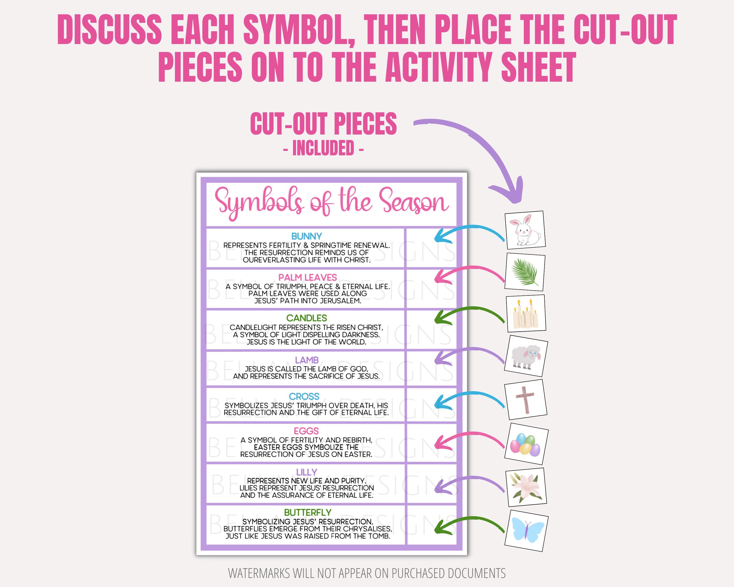 Easter Symbols & Christian Activity Sheet Printable, He is Risen Jesus ...