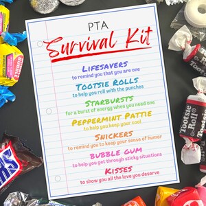 PTA Parent Teacher Association Survival Kit Gift Tags, PTA Appreciation ...
