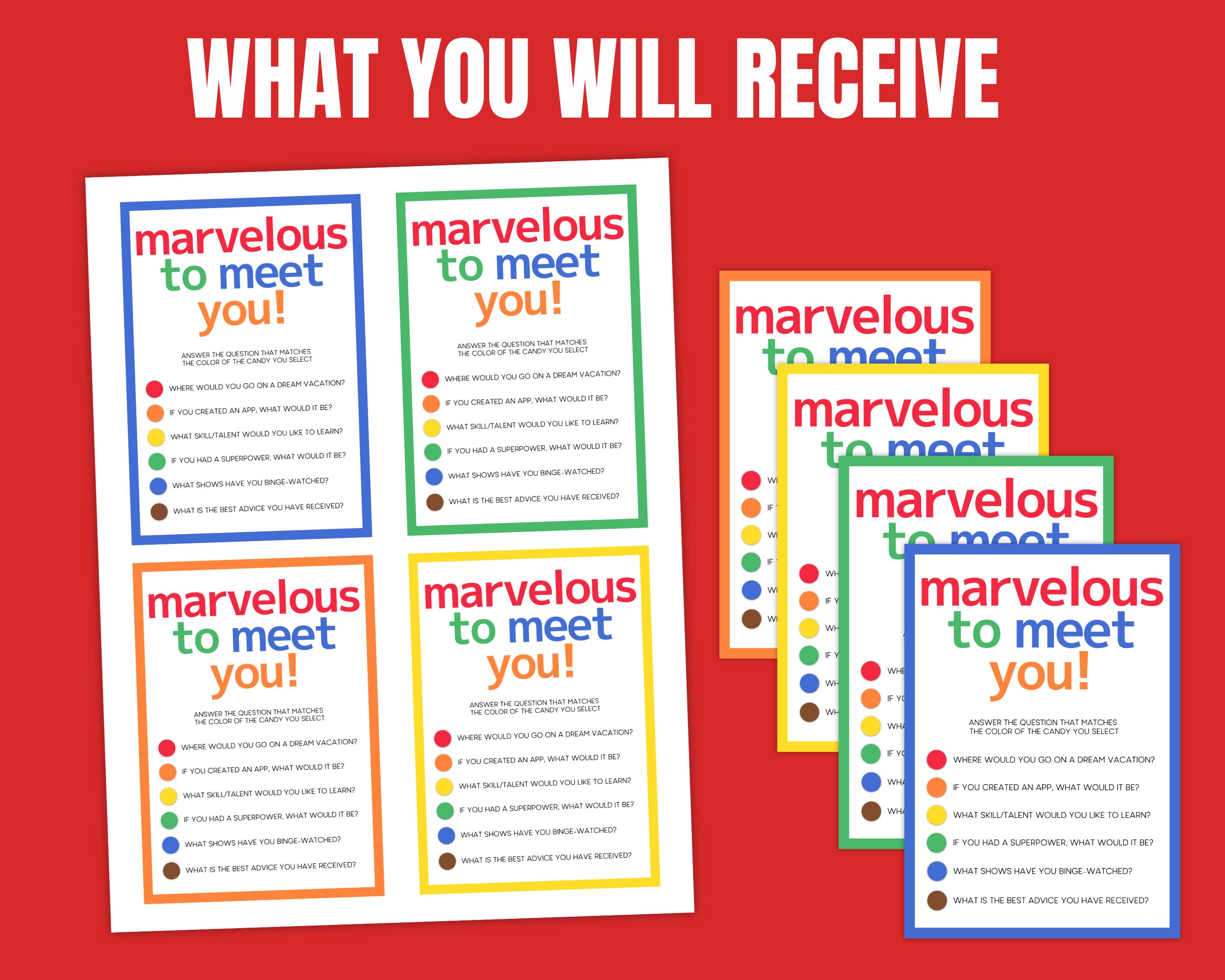Marvelous to Meet You Team Building Icebreaker Activity, Great for ...