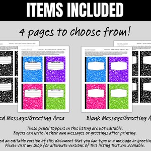 Back to School Gift Pencil Toppers, Composition Notebook Printable for ...