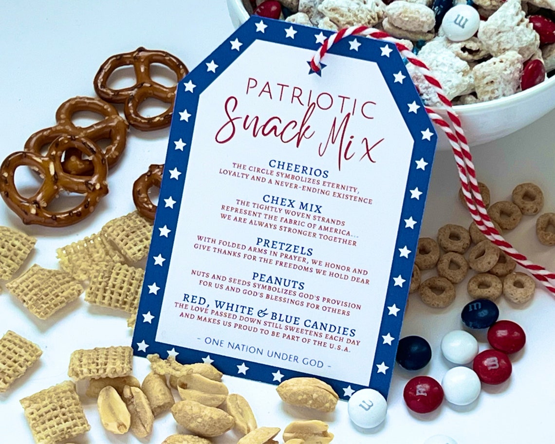 Patriotic Snack Mix Tags Party Favor Cards for Army Navy Air - Etsy